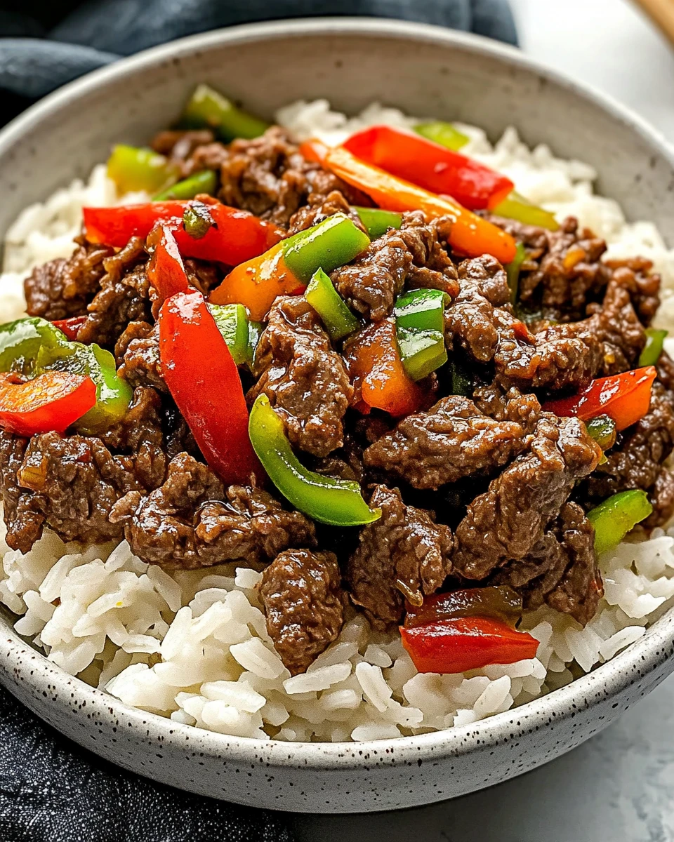 Quick Beef and Pepper Rice Bowl Recipe
