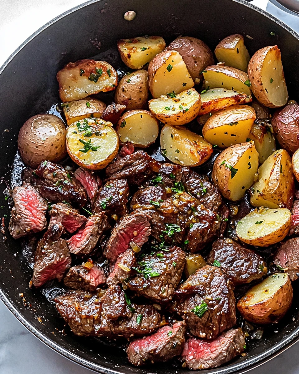 Easy Garlic Butter Steak and Potatoes Skillet Recipe