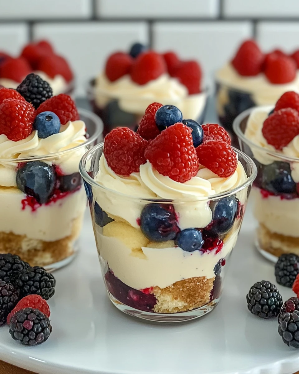 Quick Red, White & Blue Mixed Berry Trifles Recipe