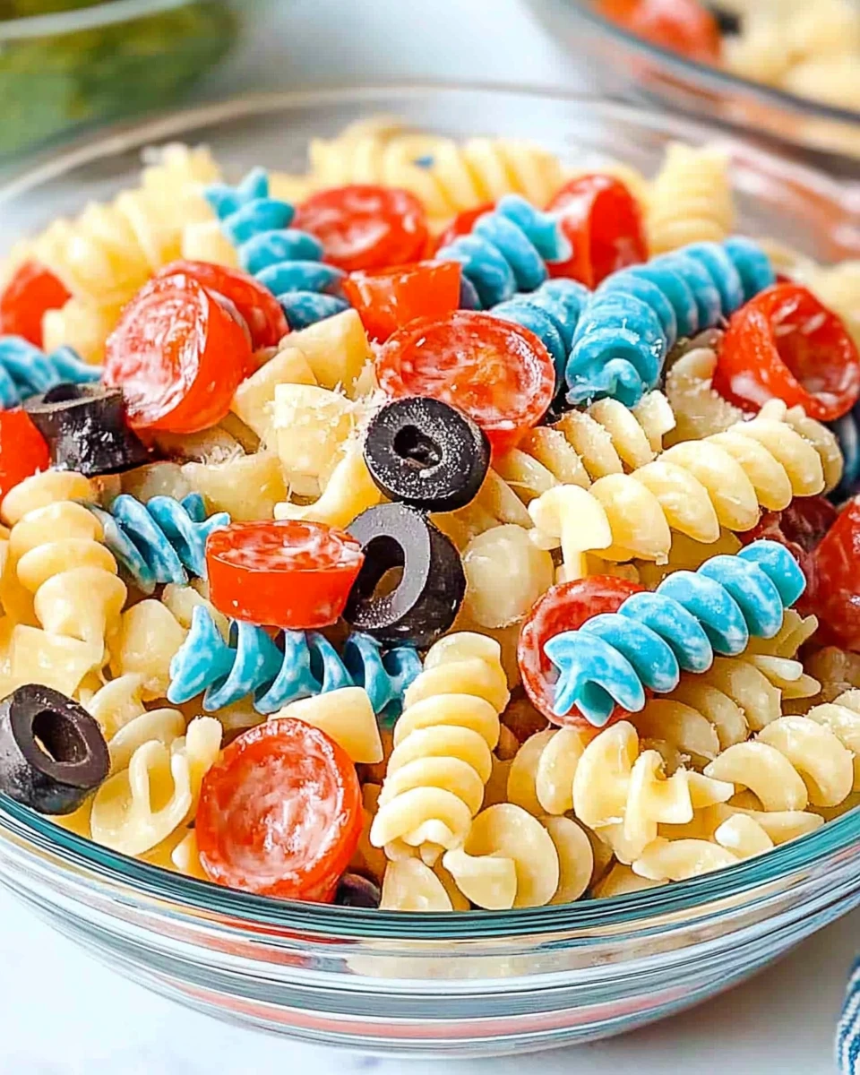 Quick Red, White, and Blue Pasta Salad