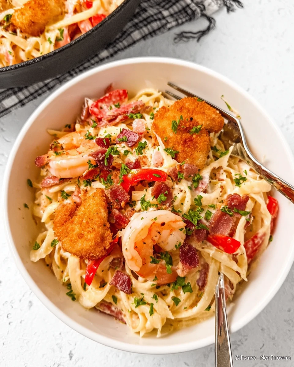Quick Chicken and Shrimp Carbonara Recipe