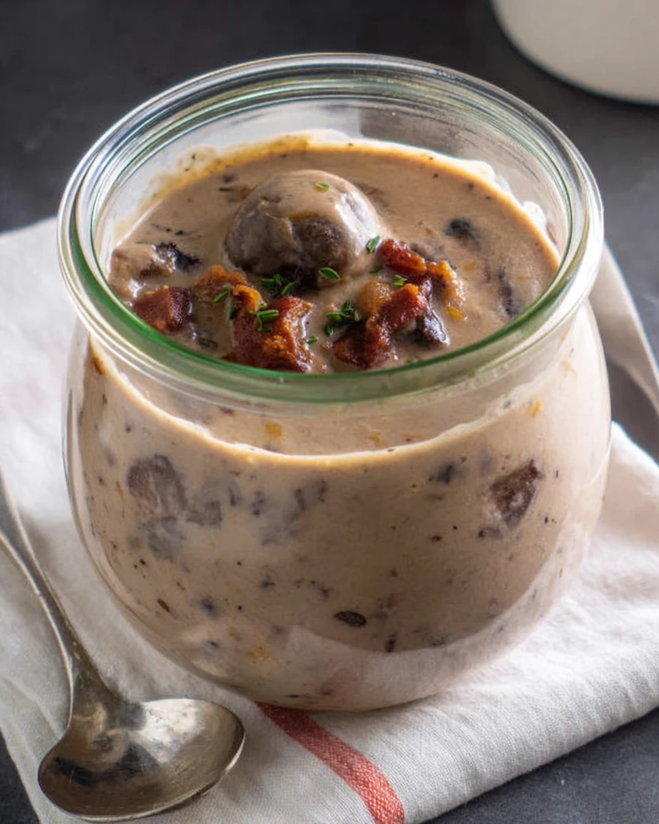 Quick Creamy Red Wine Mushroom Bacon Gravy Recipe