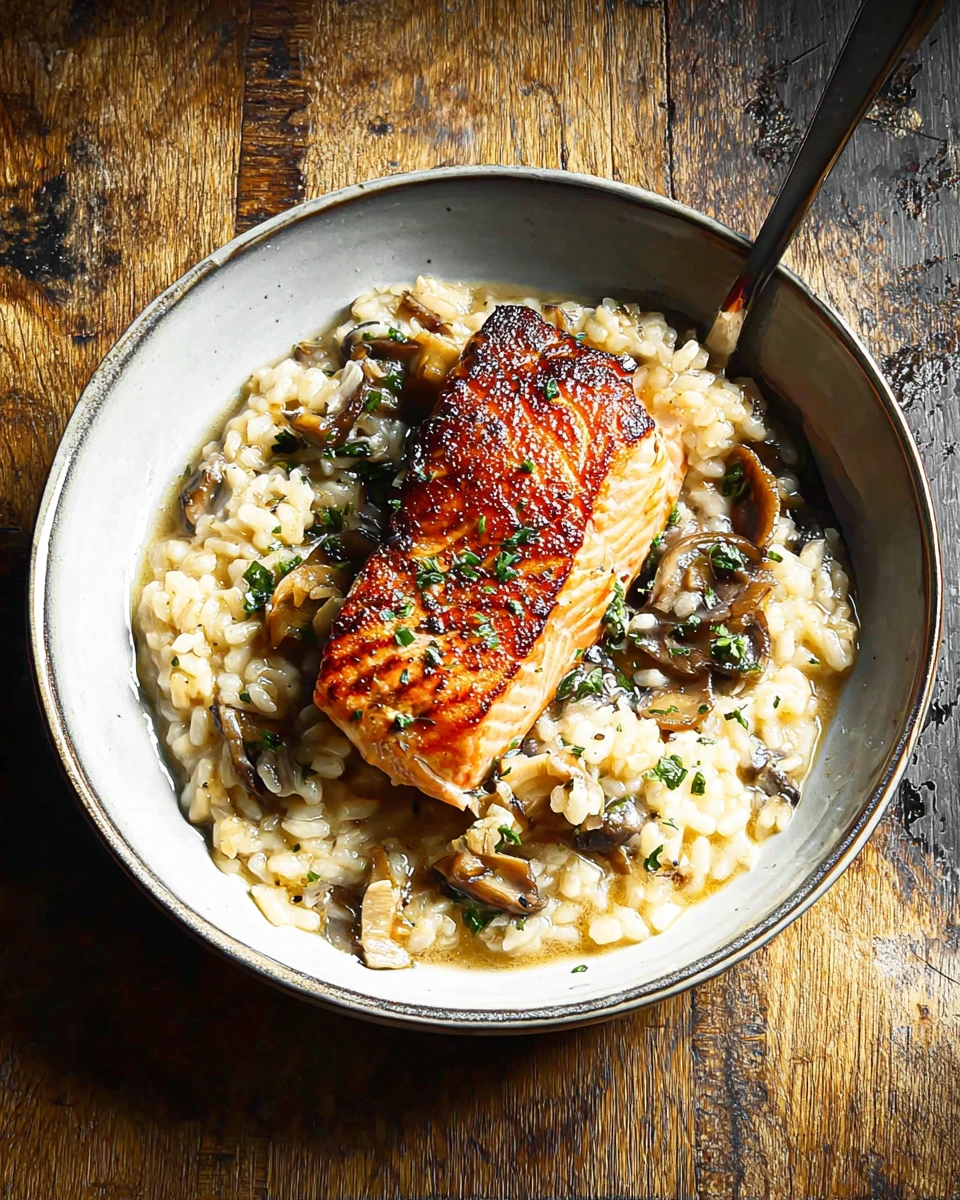 Quick Japanese Style Risotto with Seared Salmon Recipe