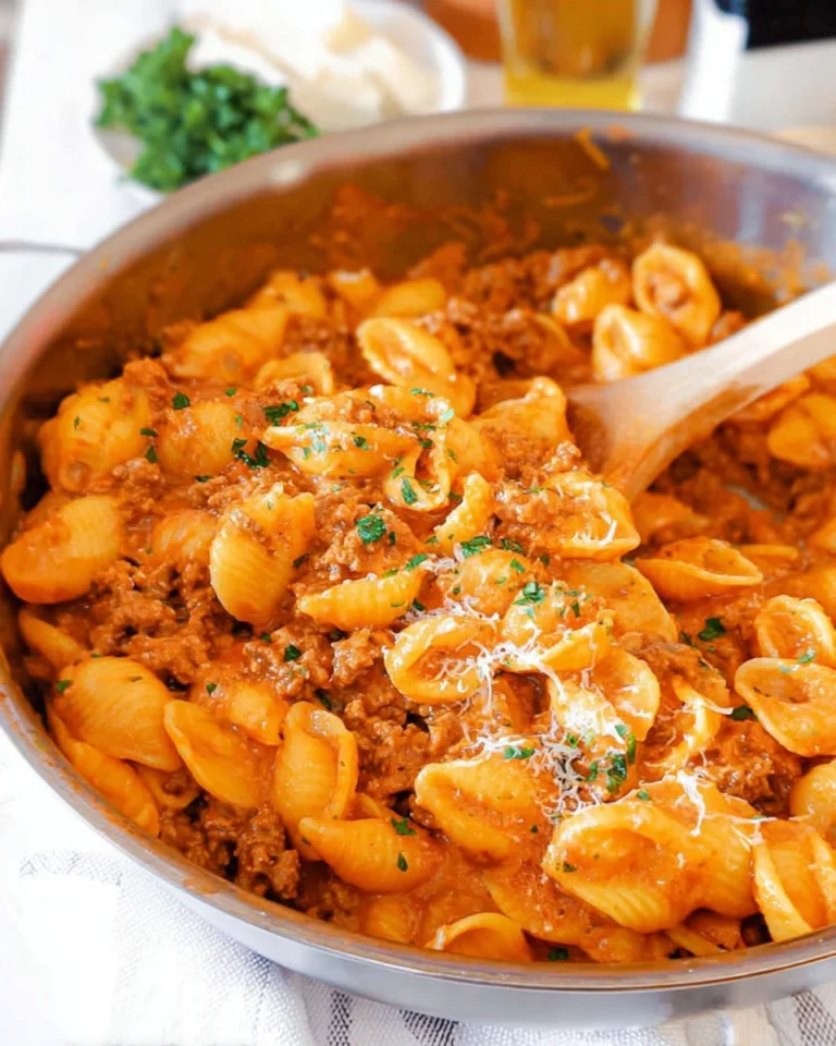 Quick Creamy Beef and Shells Recipe
