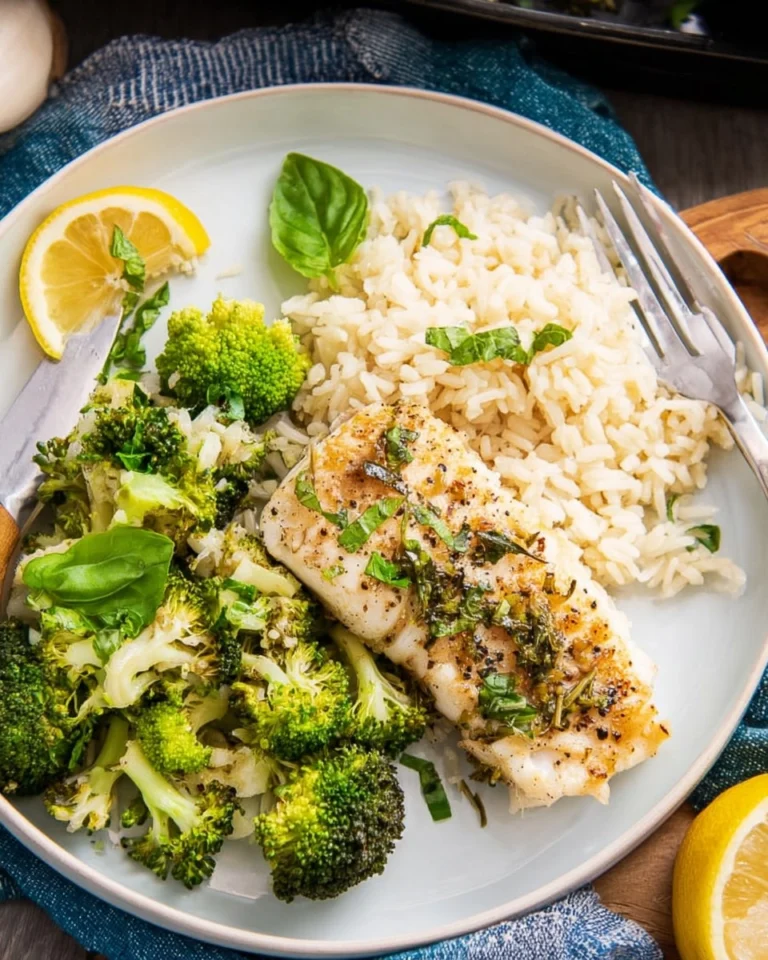 Baked Fish with Rice and Broccoli Recipe